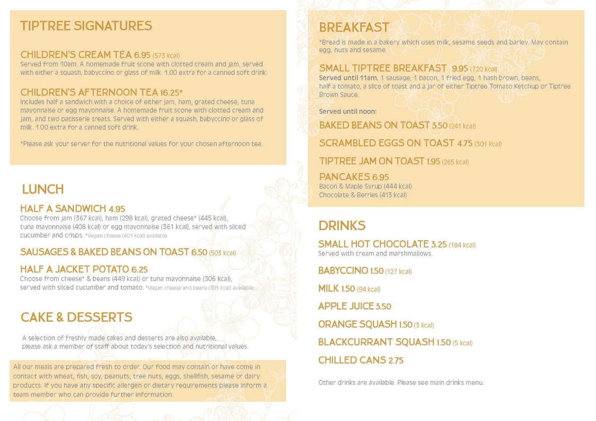 Tiptree Tea Rooms Children's Menu