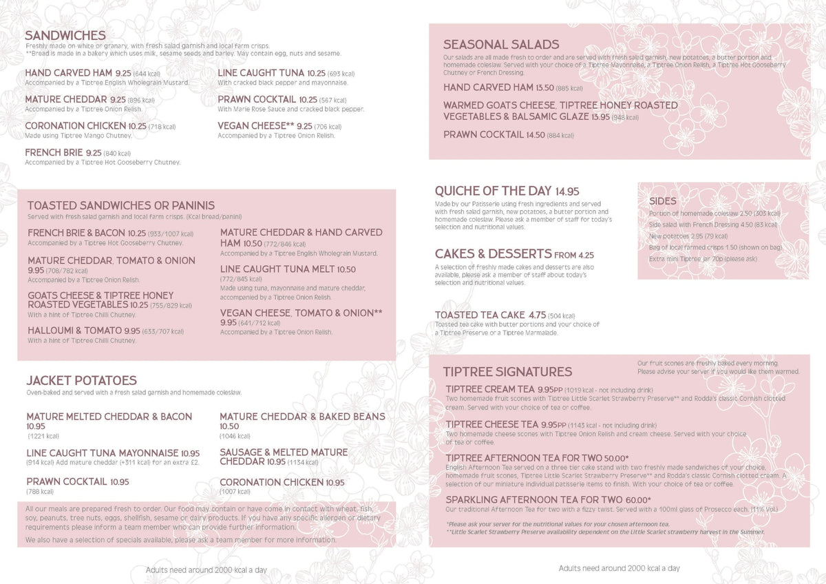 Tiptree at Southwold Tea Room Lunch Menu – Tiptree Tea Rooms